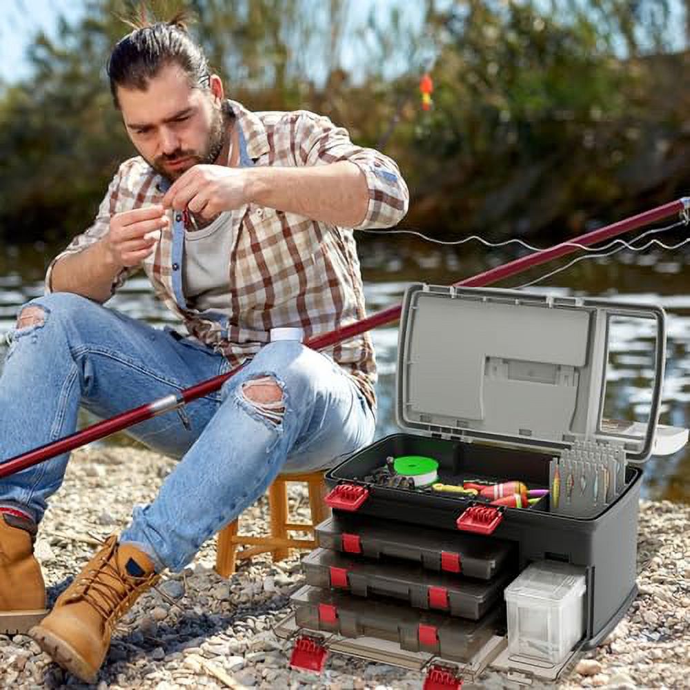 5 Layers Tackle Box, Fishing Tackle Box Organizer with Top Storage, 3 ...