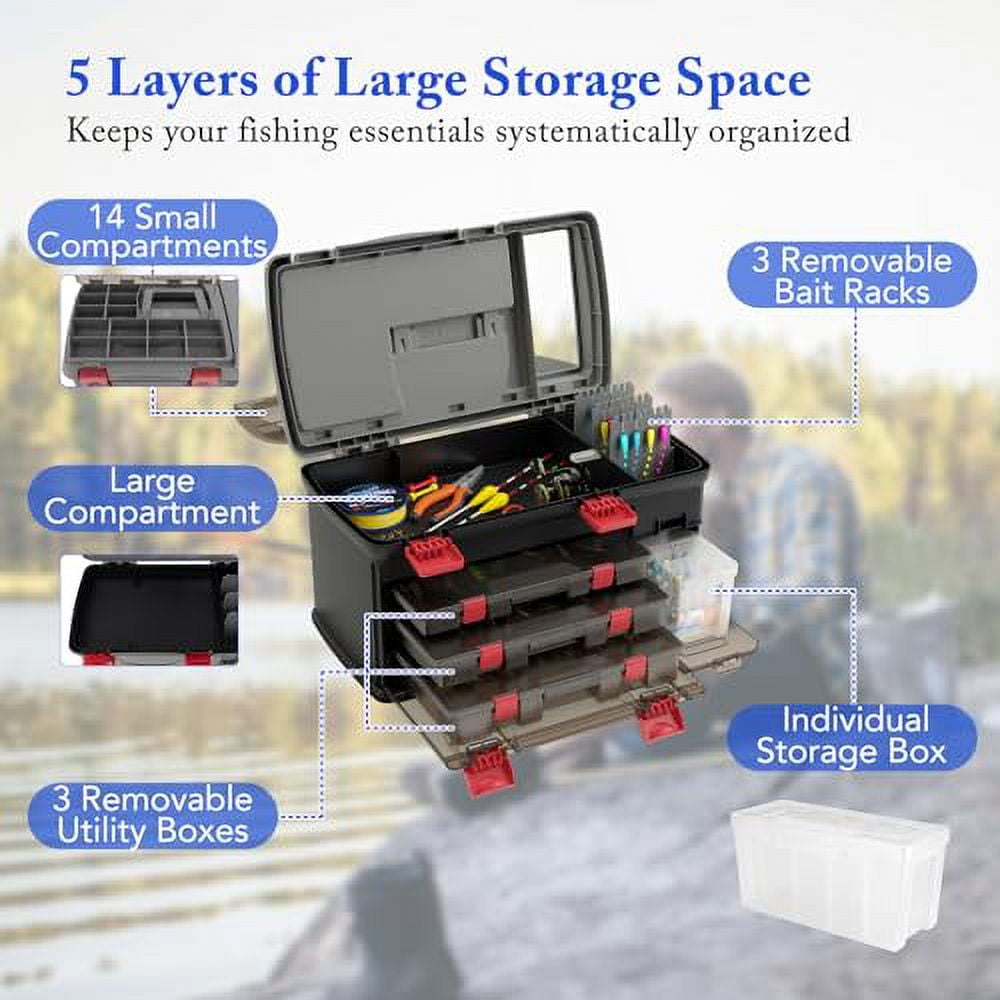 Layers Tackle Box Fishing Tackle Box Organizer with Top Storage 3 ...