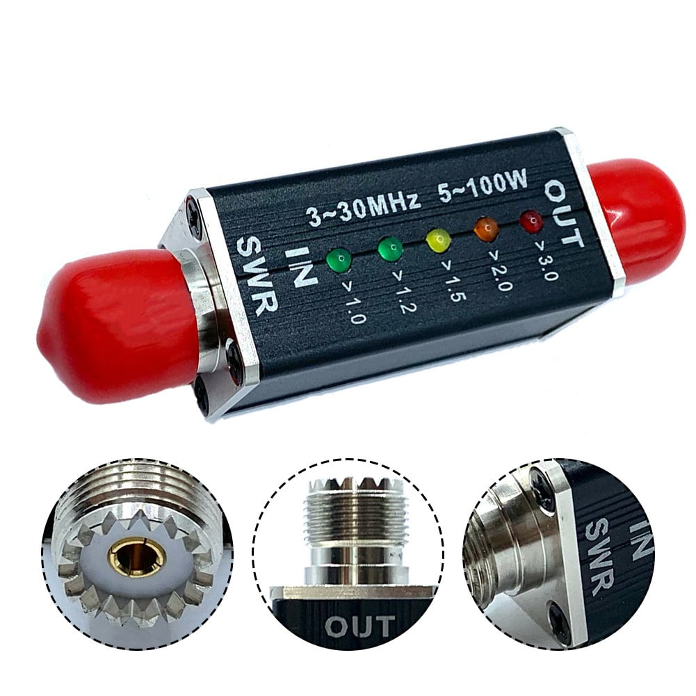 5 Leds Led Swr Meter 3-30Mhz Frequency 100W Short Wave Standing Waves ...