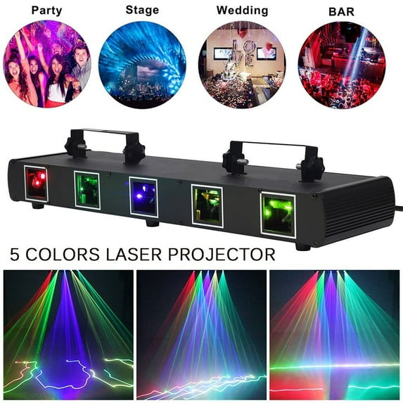 5 Lens DMX Laser Stage Light Projector RGBYC Beam Disco Show DJ Party ...