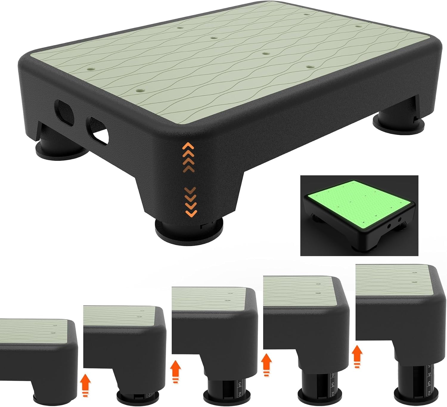 5-Level Adjustable Step Stool, Noctilucent Bedside Step, 700 LBS ...