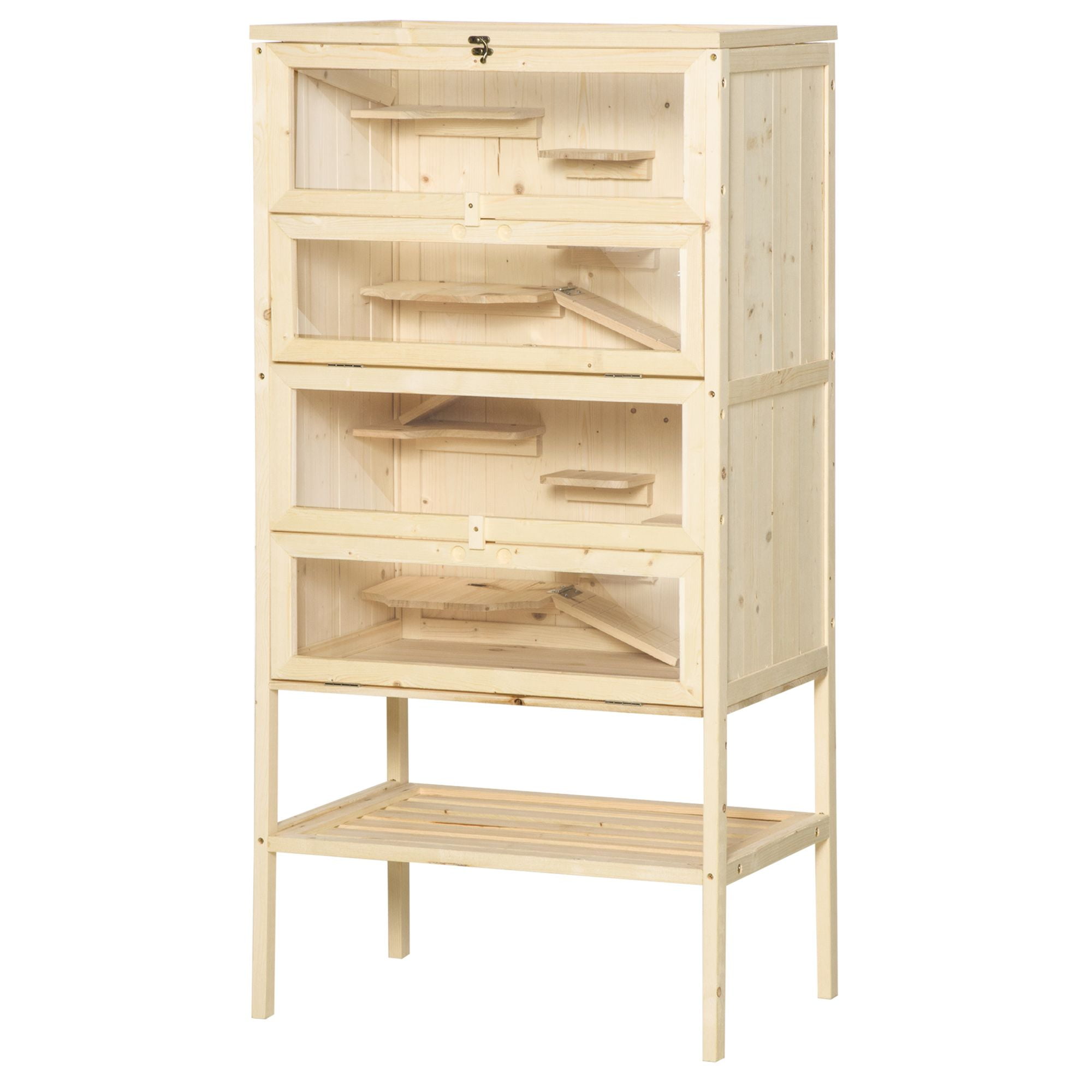 5-Level Wooden Rodent Cage with Removable Top, Front Access Door ...
