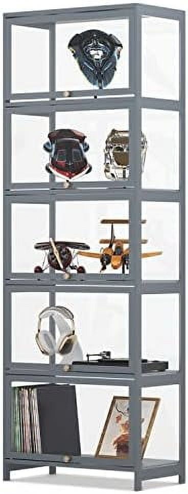 5 Levels Acrylic Display Cabinet with Door, Free Standing 3-Sided Clear ...
