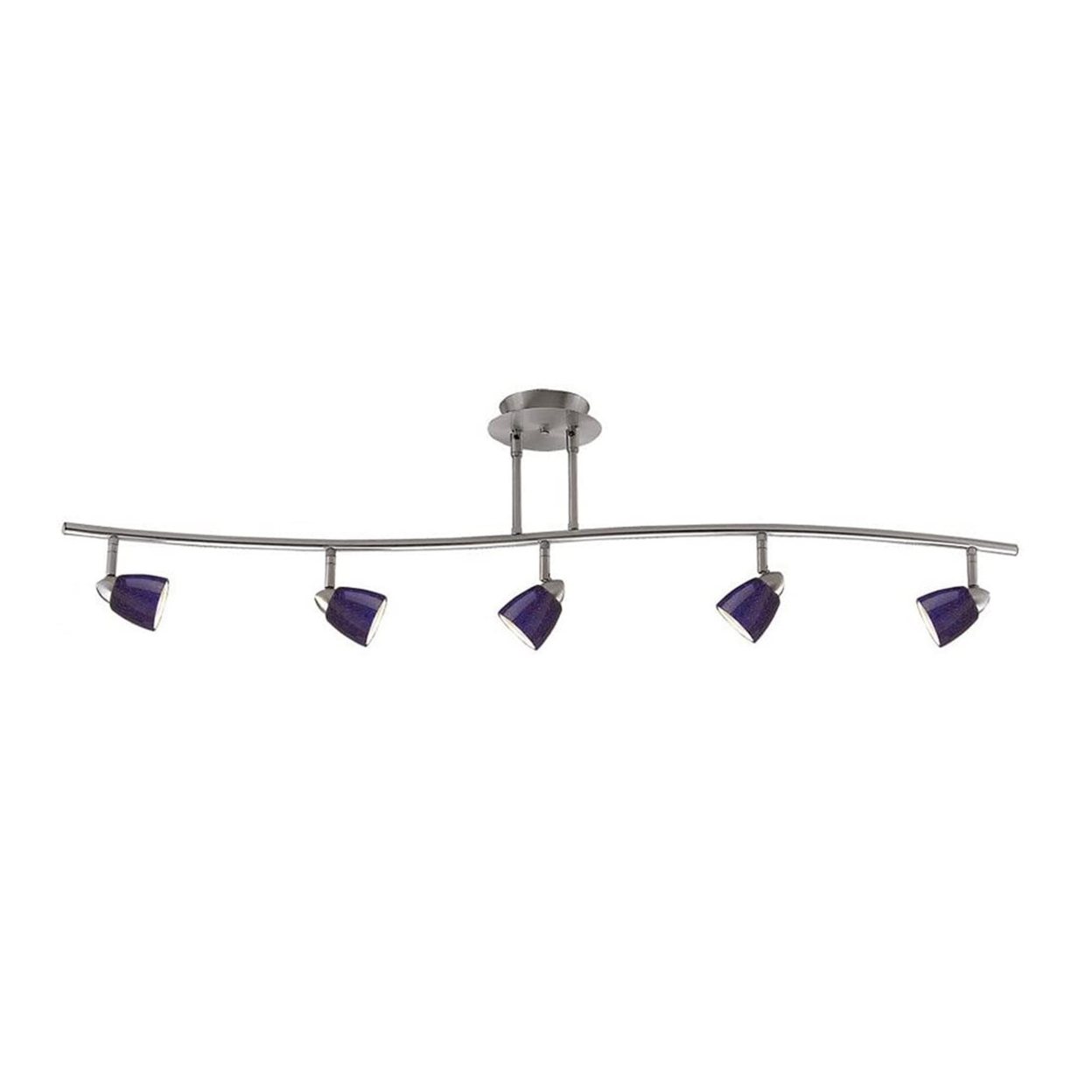 5 Light 120V Metal Track Light Fixture with Glass Shade, Silver and ...