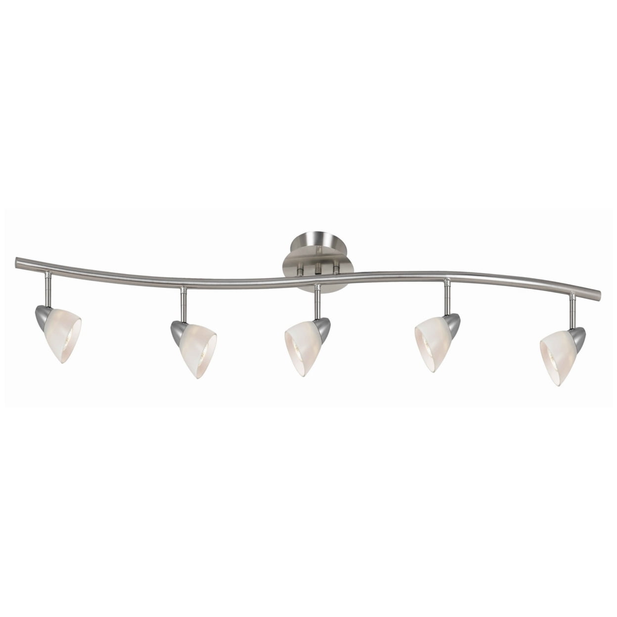 5 Light 120V Metal Track Light Fixture with Glass Shade, White and ...