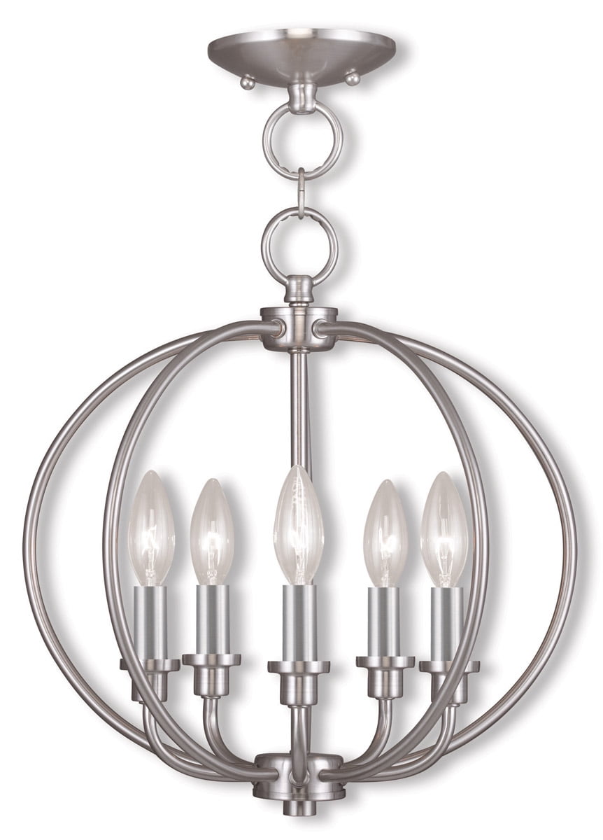 5 Light Brushed Nickel Chain Lantern/Ceiling Light fixture with Steel ...