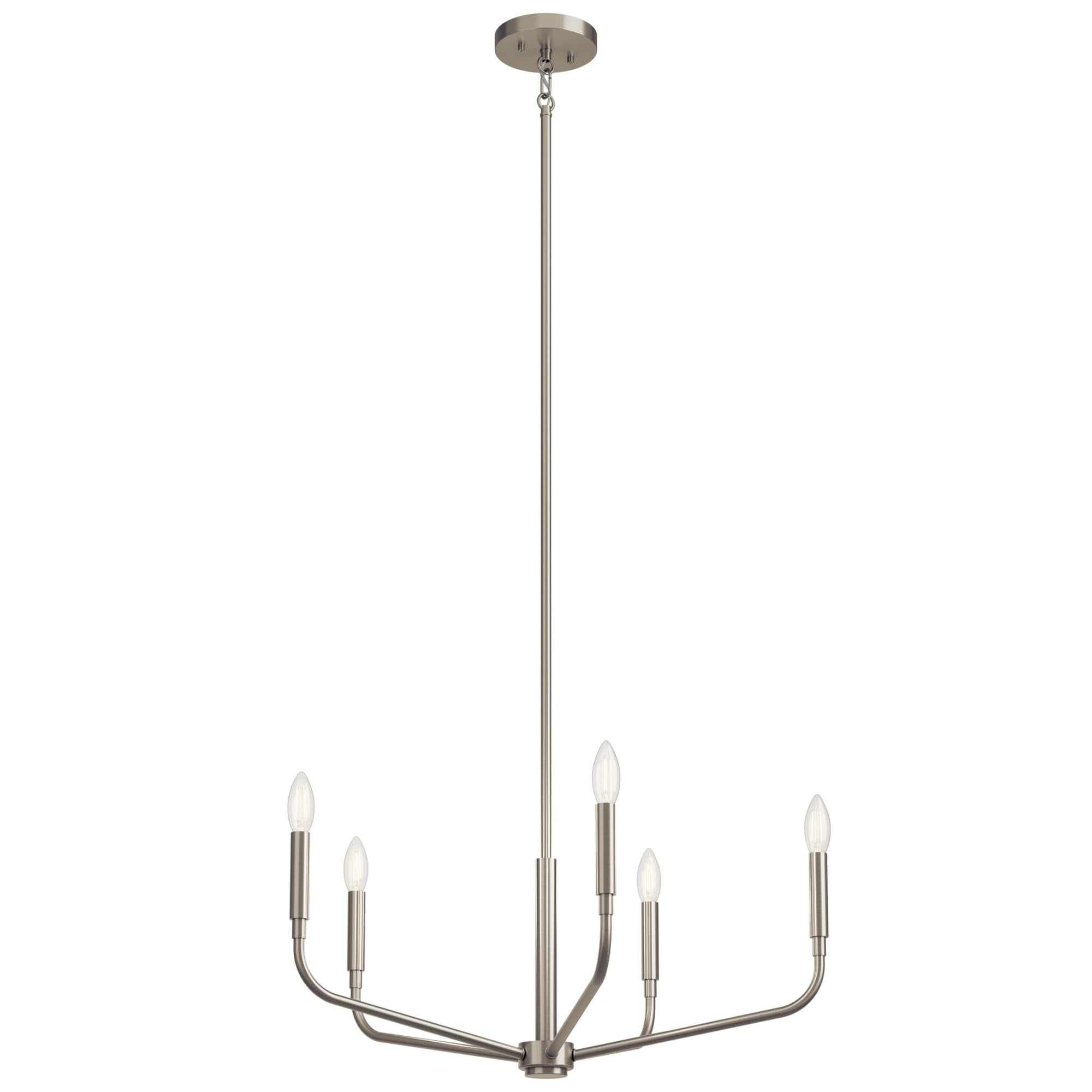 Modern 5-Light Chandelier, Brushed Nickel Finish, Sloped Ceiling Design ...