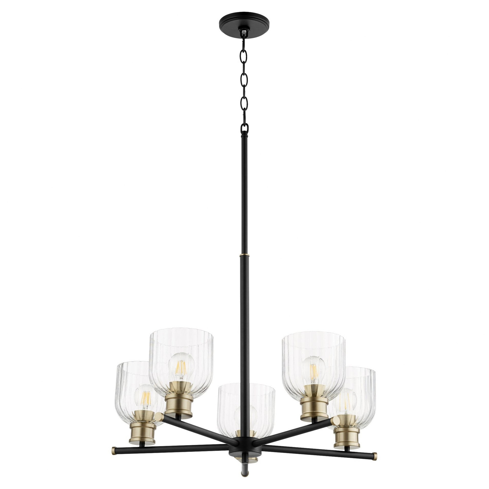 610-5-6980 Quorum Lighting Monarch - 5 Light Chandelier-Noir/Aged Brass ...