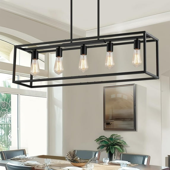 5-Light Dining Room Light Fixture,Black Farmhouse Kitchen Island ...