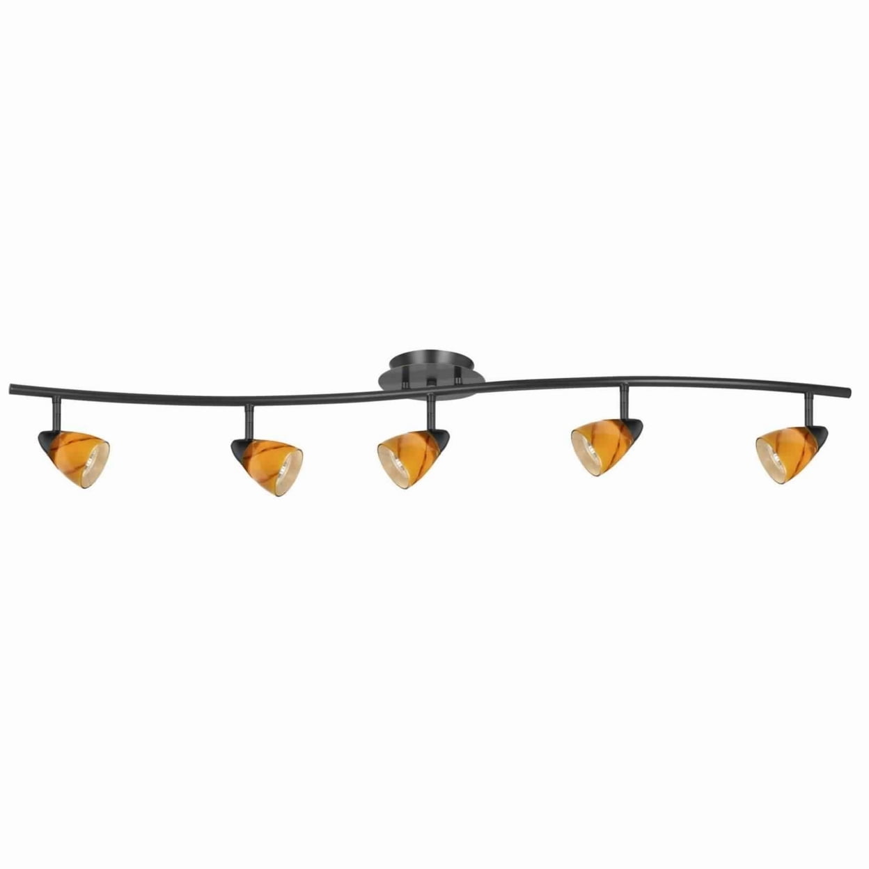 5 Light Glass Shade 120V Metal Track Light Fixture, Black and Yellow ...