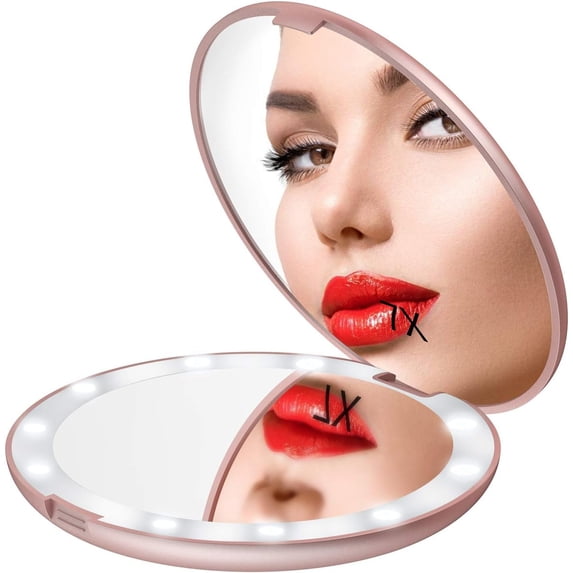5" Lighted Travel Makeup Mirror 1X/7X Magnifying Double Sided, Super ...
