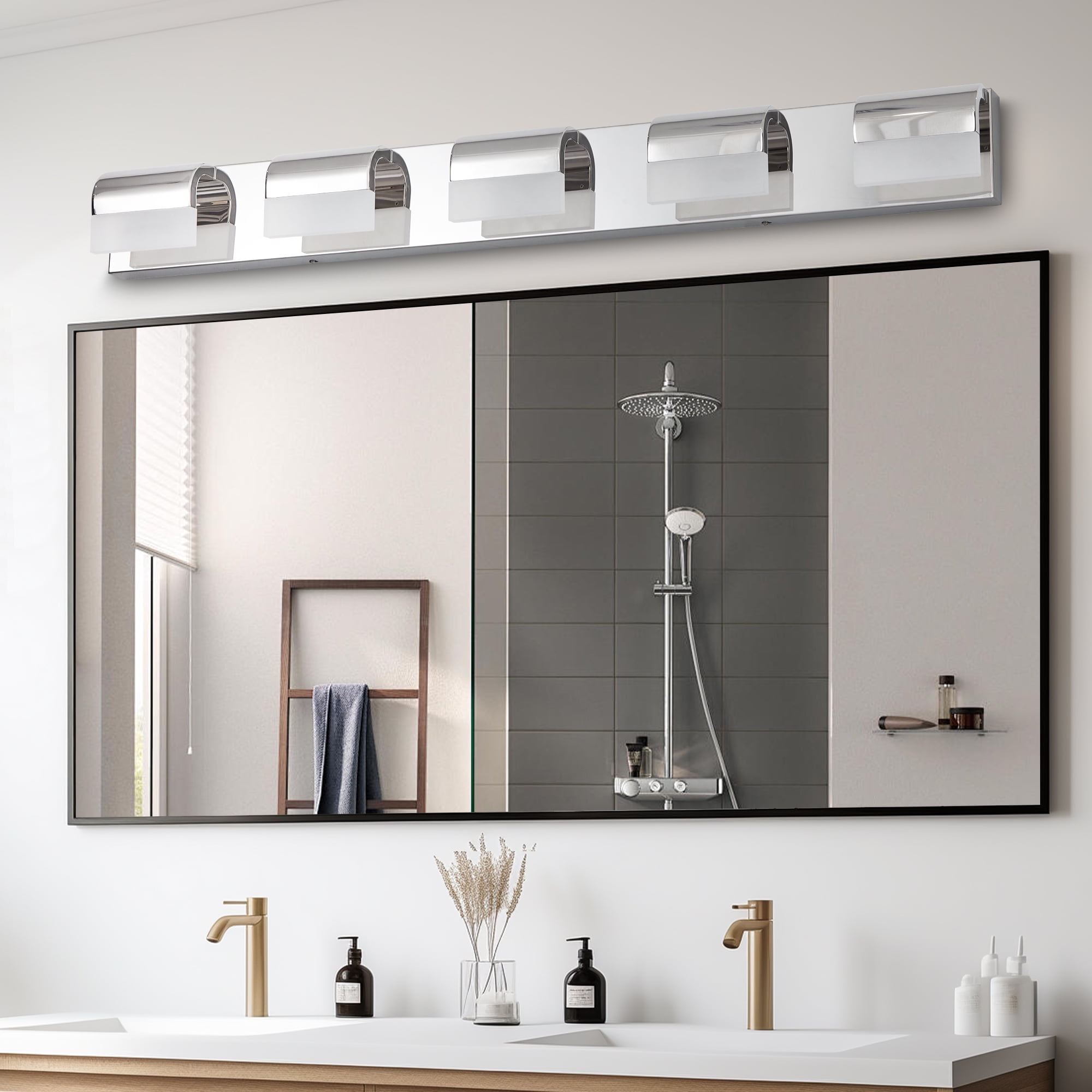 5 Lights Dimmable LED Contemporary Vanity Lights Fixture 38.2in ...