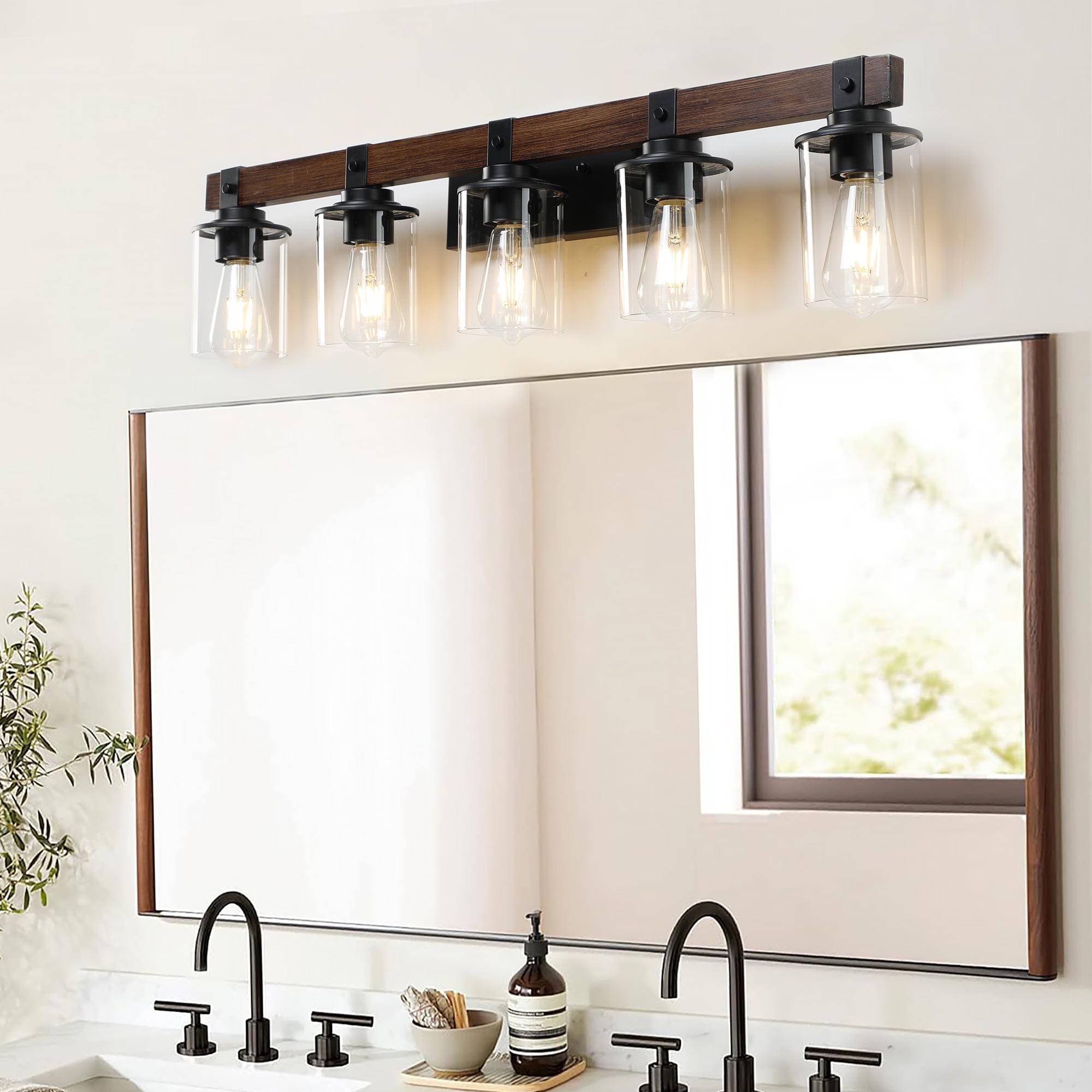 5-Lights Farmhouse Vanity Lights Fixture Rustic Bathroom Light Fixture ...
