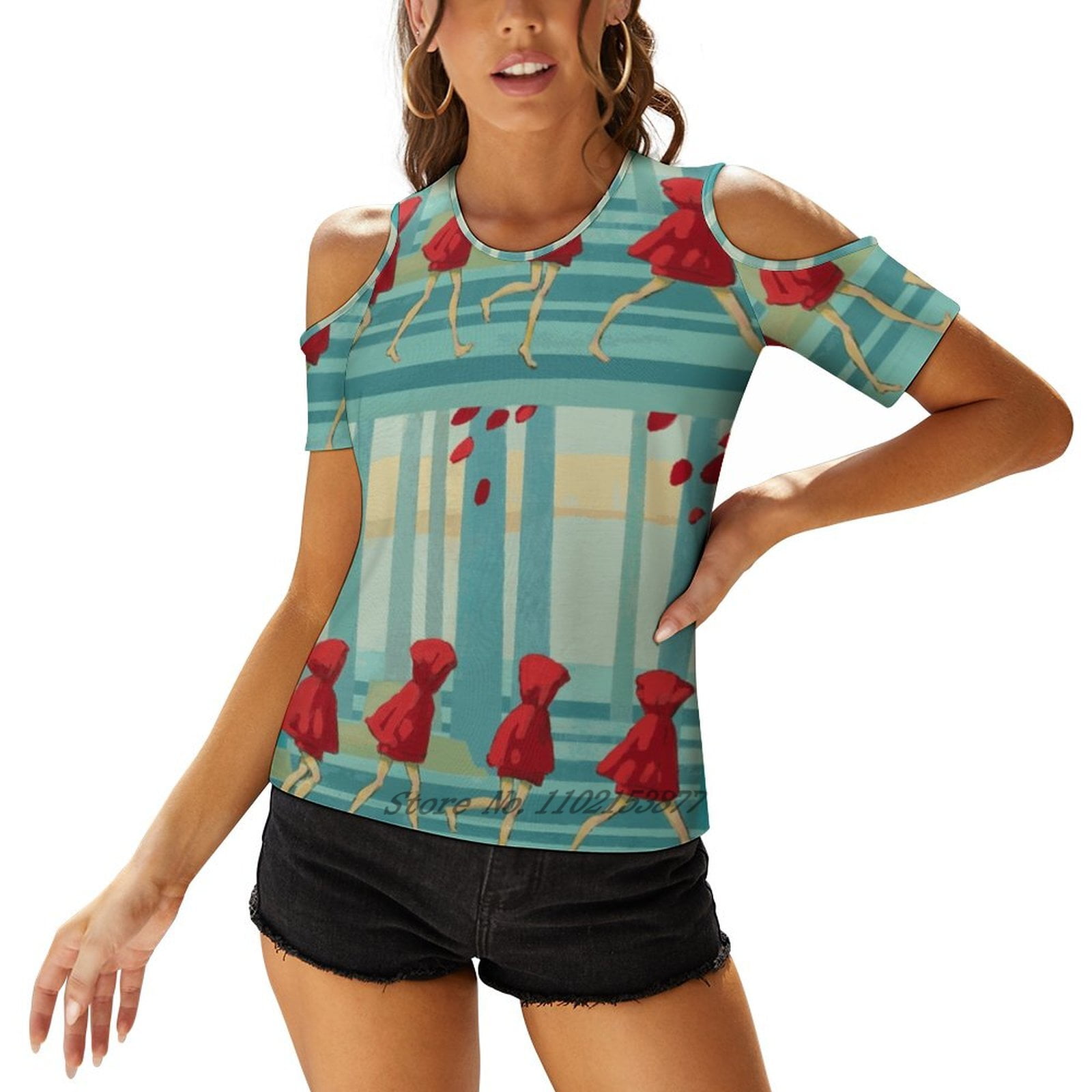 5 Lil Reds I Women'S Clothing V-Neck Tops Zipper Tee Ladies Casual Sexy ...