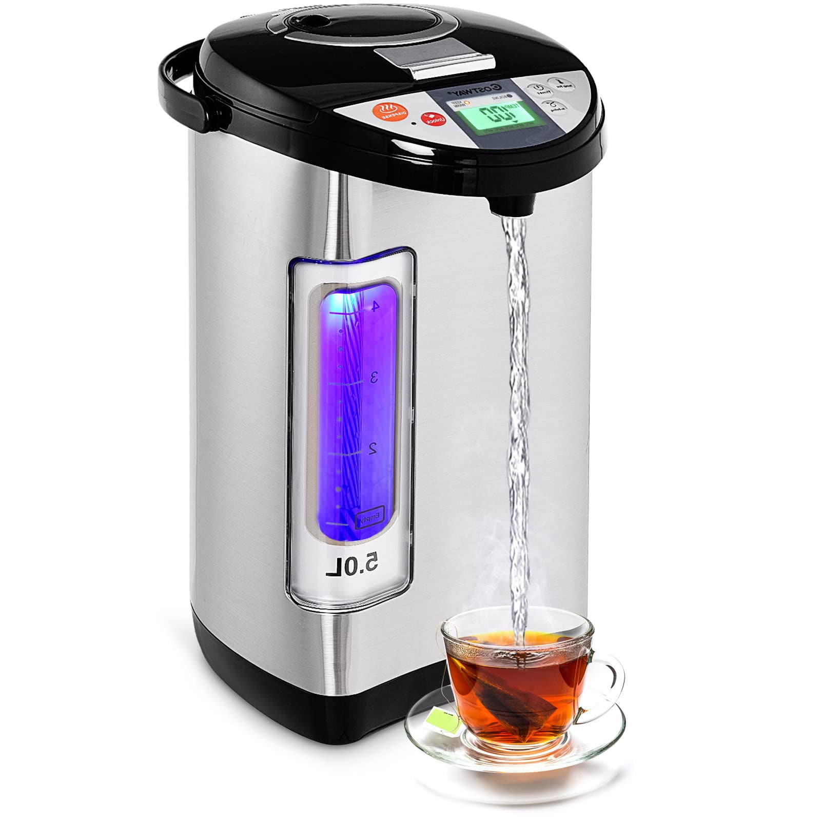 5-Liter Electric Water Boiler with LCD Screen 5-Stage Temp Control Anti ...