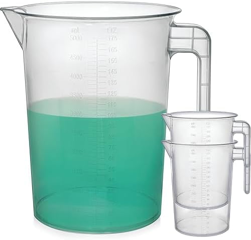 5 Liter Measuring Pitcher 3-Pack | 1.3 Gallon Shatterproof Plastic ...