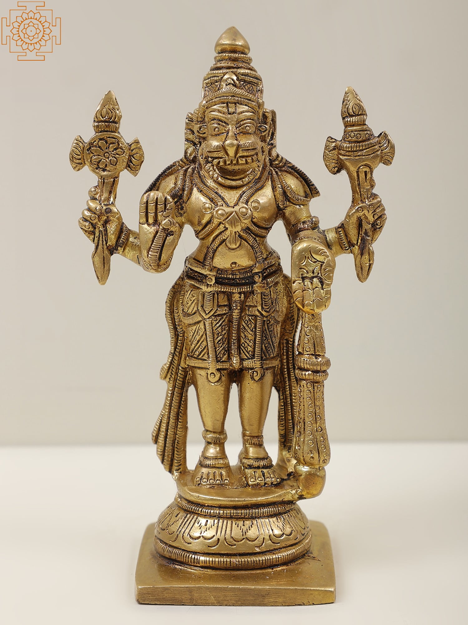 5" Lord Vishnu in His Narasimha Avatar In Brass | Handmade | Made In ...