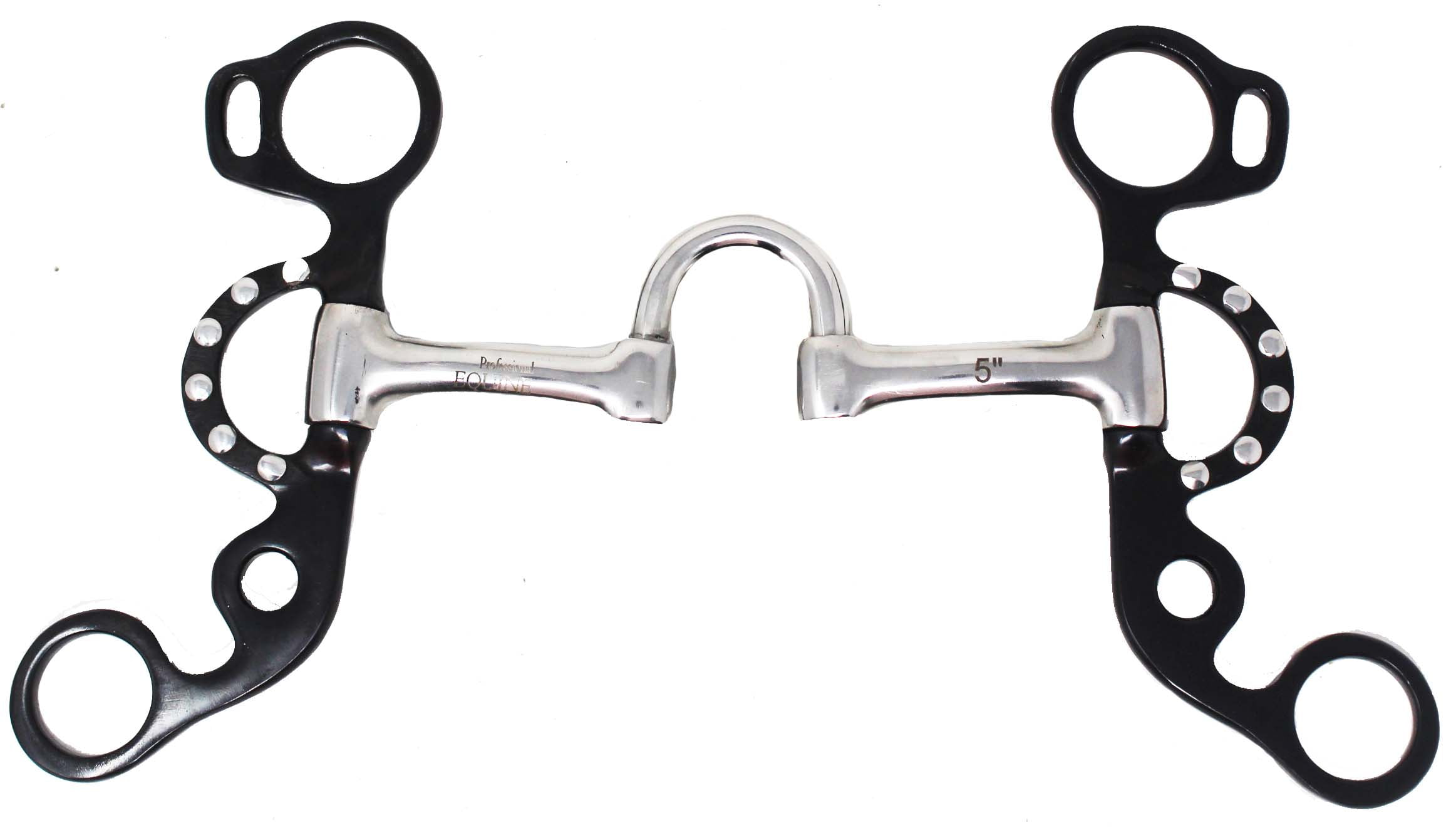 5" Low Port Swivel Mouth Short Shank Studded Cheek Horse Correction Bit ...