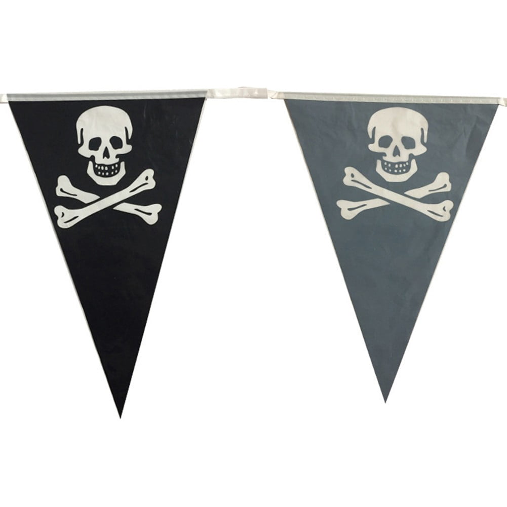 5 M Halloween Pirate Banners Party Decor Skull Pennant Triangle Flags ...