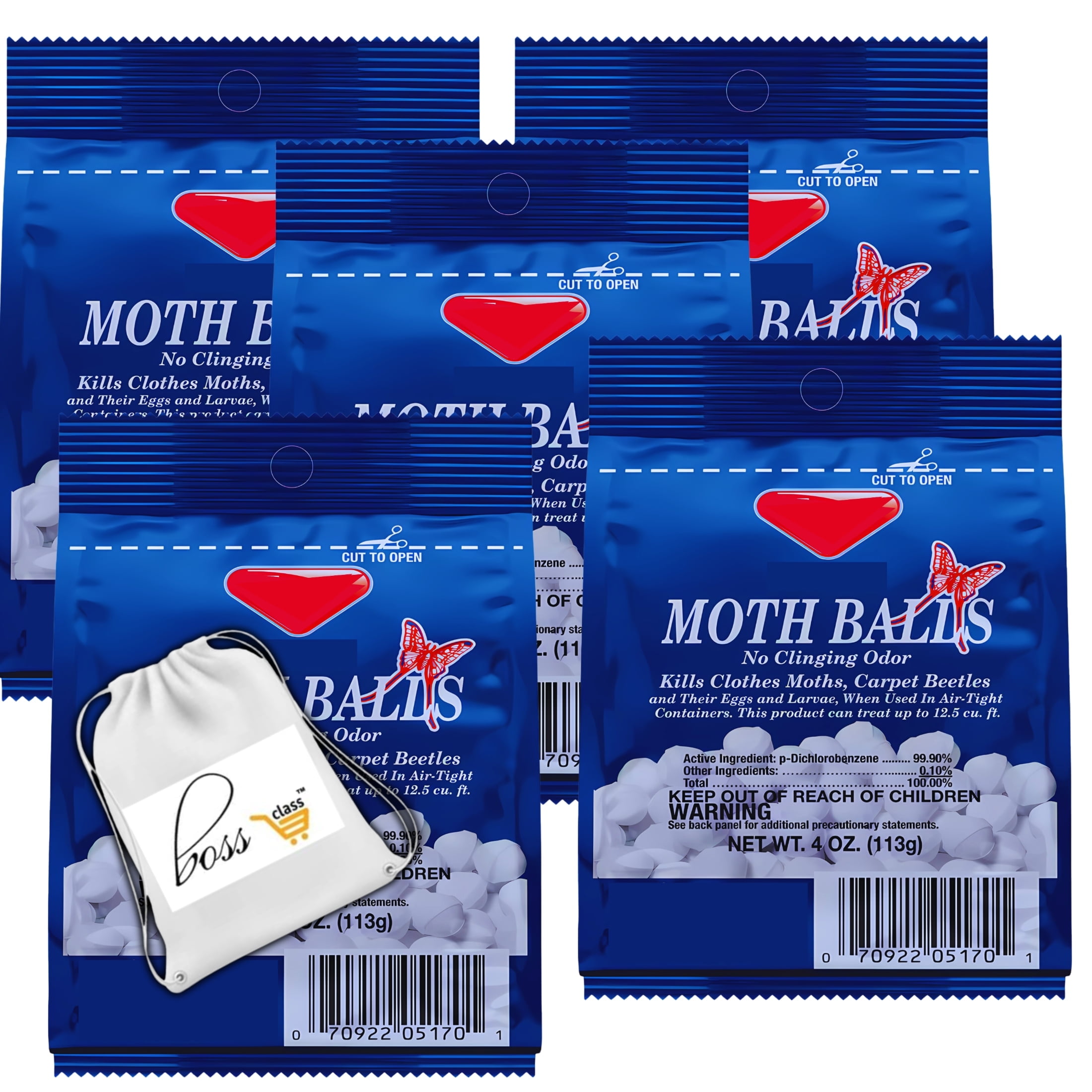 (5) M0thBalls, 4oz Bags Cabinet Closet M0th Repellent No Clinging Odor ...