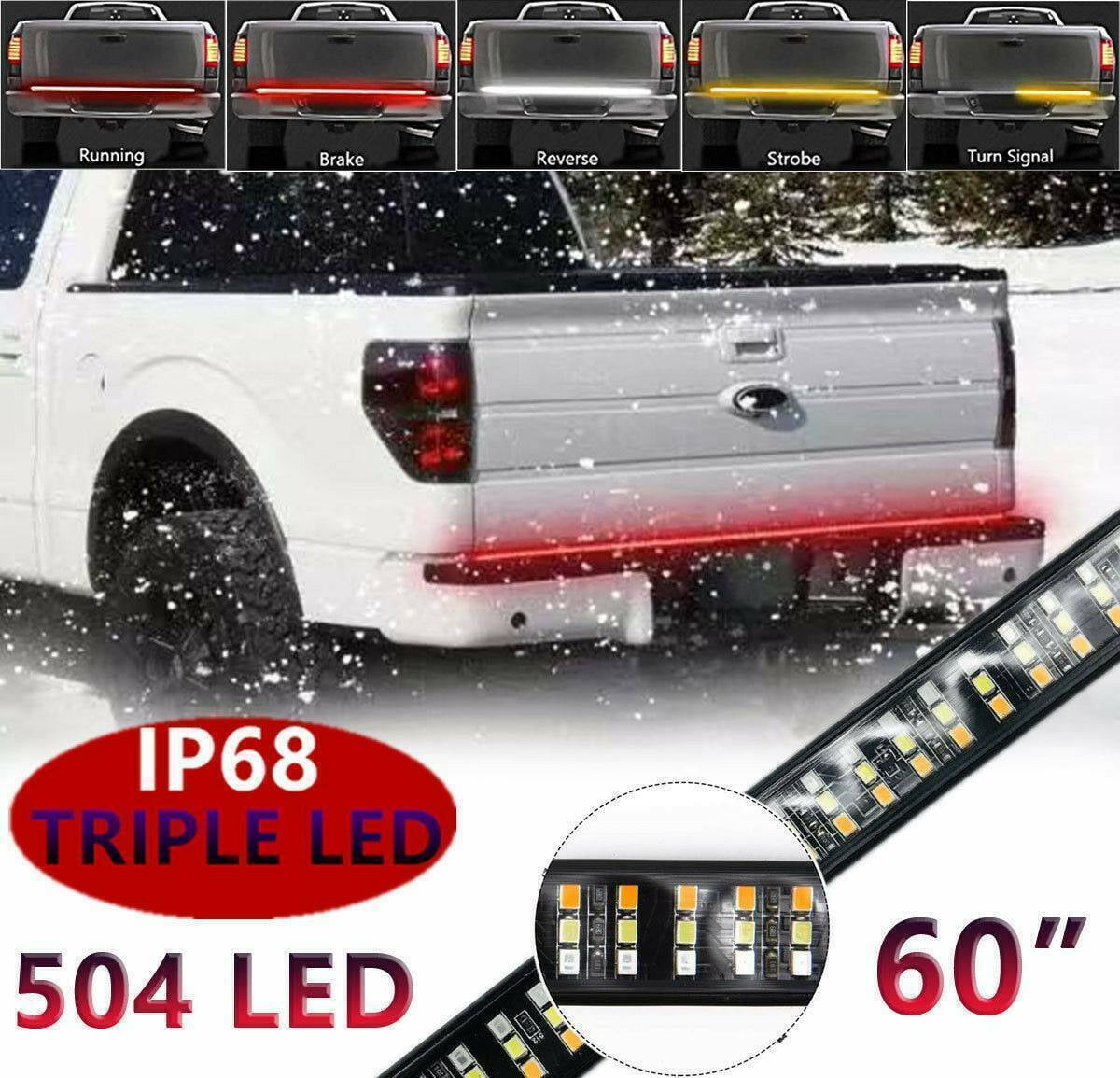 5 MODES 60" 432LED Truck Strip Tailgate Light Bar 3Row Reverse Brake ...