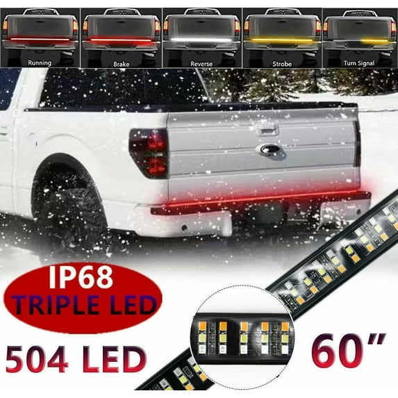 5 MODES 60" 432LED Truck Strip Tailgate Light Bar 3Row Reverse Brake ...
