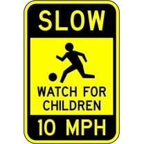 Drive Slow Kids at Play Metal Sign - Child Safety Caution, Children ...
