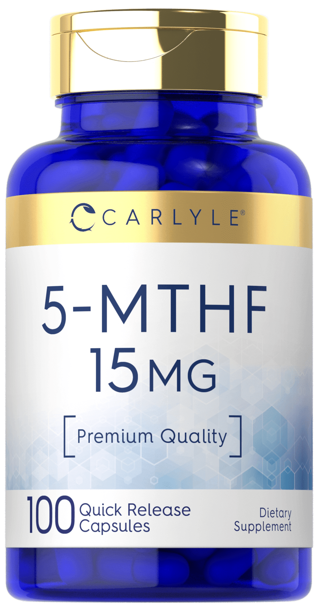 Carlyle 5-MTHF Supplement, 15mg L-Methylfolate, 100 Capsules, Gluten ...