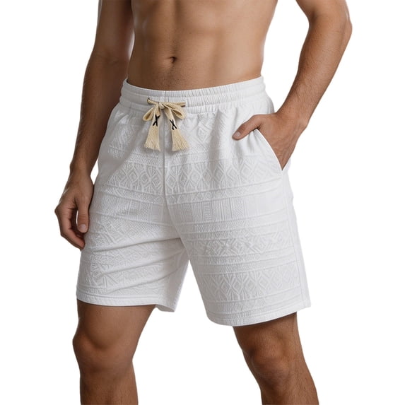 5" Mens Hawaiian Swim Trunks Elastic Drawstring Waist Crochet Stitch ...