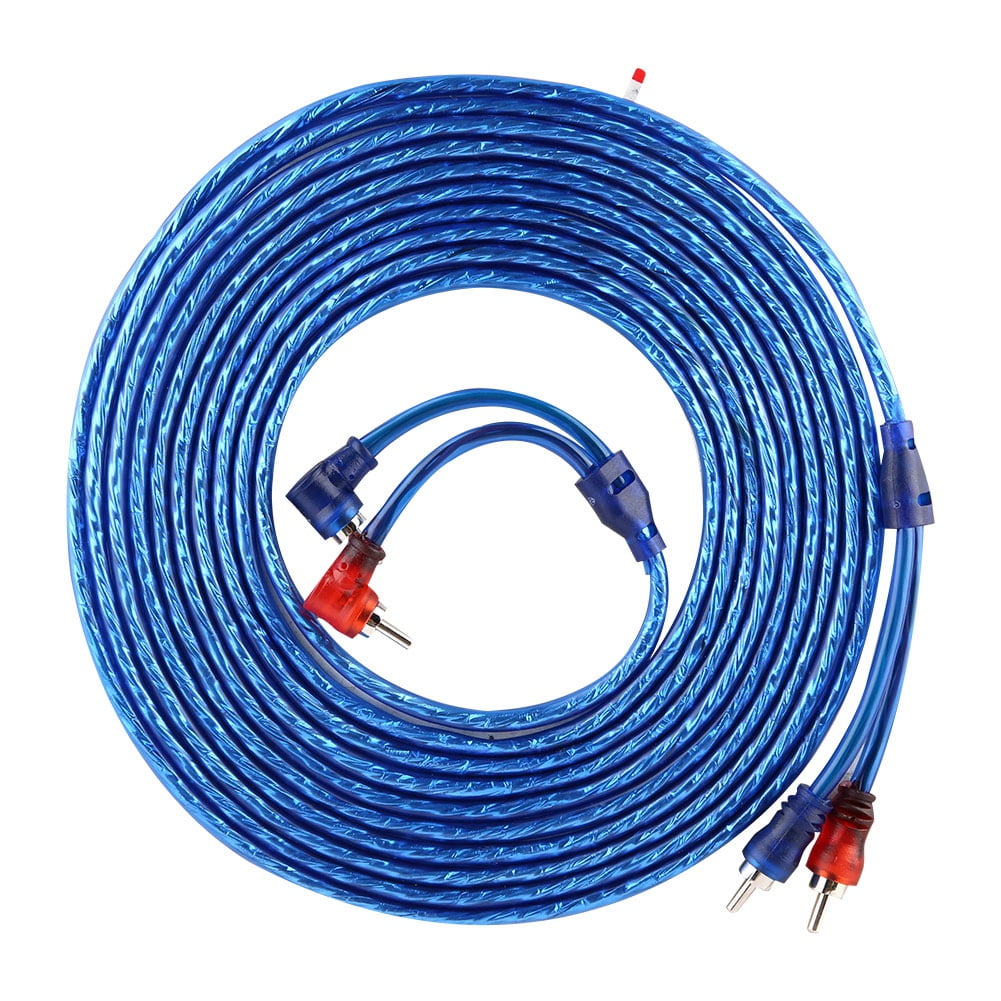 5 Meter AUTO Car Blue Transparent RCA Audio Interconnect Cable Ultra ...