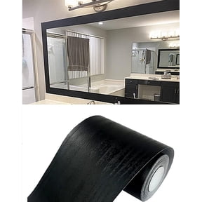 MAOQIAN 11 Yard Black Mirror Border Peel and Stick Black Wood Grain ...