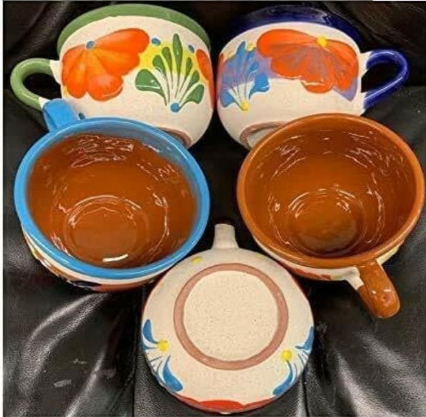 5 Mexican Flower design Cazuela de Barro Cerealero Grande Large Cereal ...