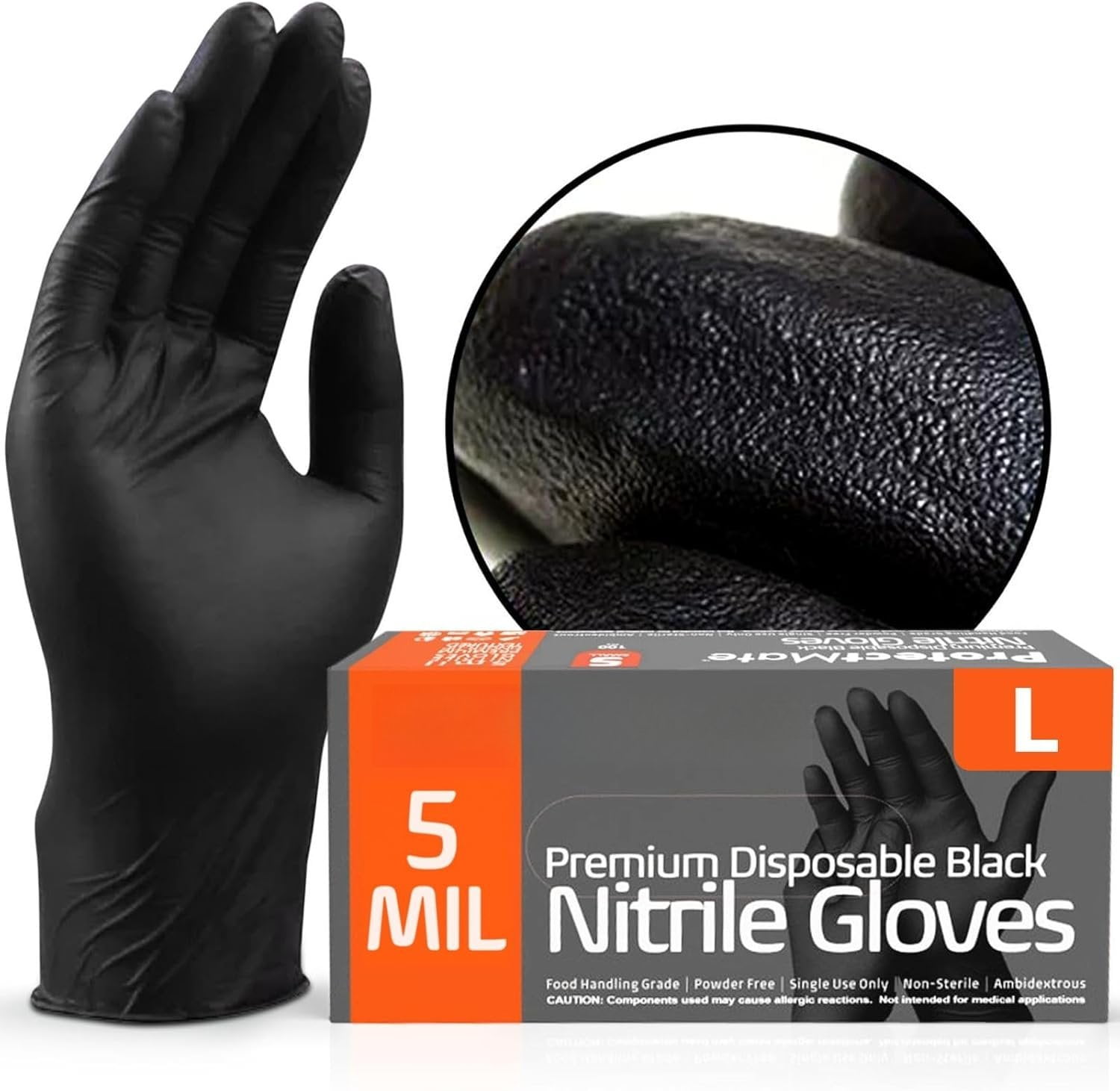 5 Mil Black Gloves for Prep - Textured Prep Gloves - Handling Gloves ...