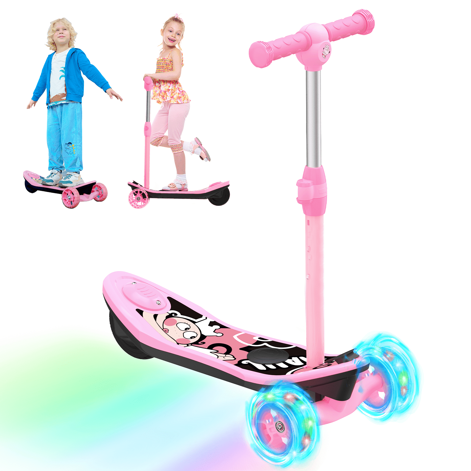 5” Mini Kids Kick Scooter, LED Lighted Wheels and 2 Speeds, Lean-to ...