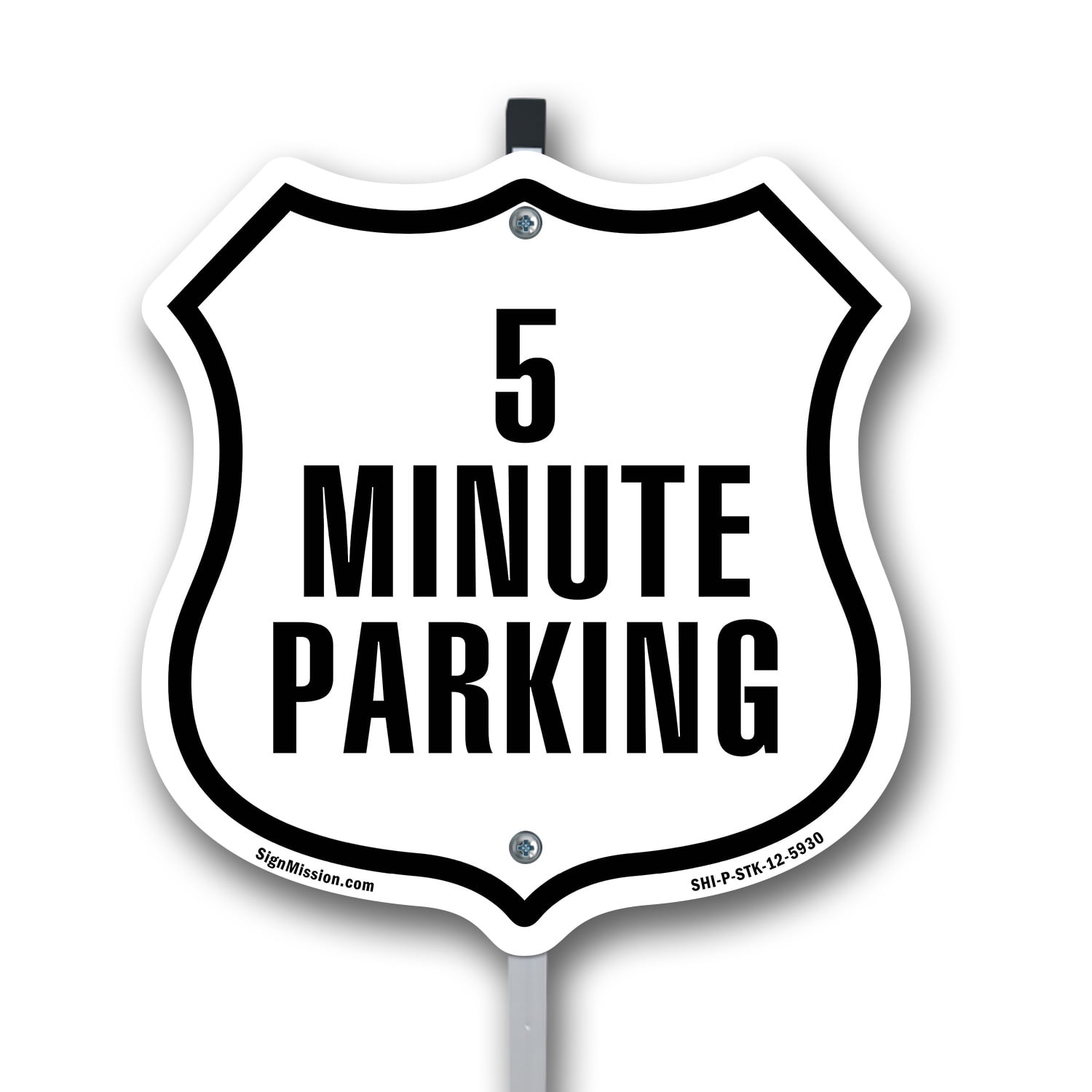 5 Minute Parking 12 inch X 12 inch Shield Shaped Commercial Grade ...