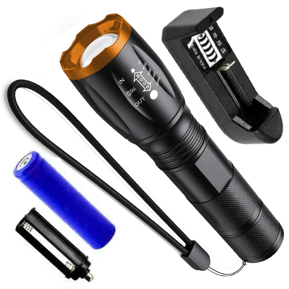 5 Modes Adjustable Focus Rechargeable Torch Handheld Light Zoomable LED ...