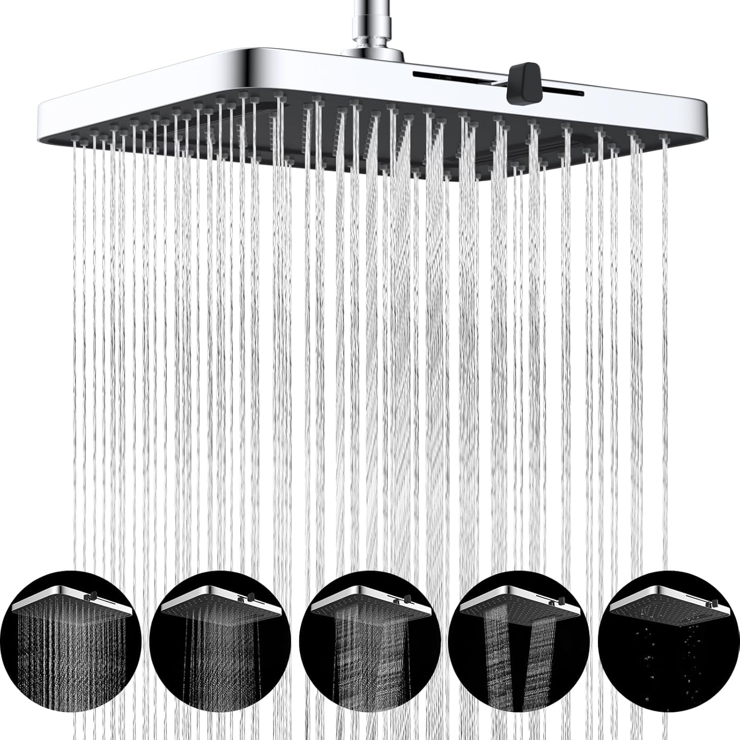 5 Modes Shower , 13'' High Rain Shower , Large Rainfall Showerhead for ...