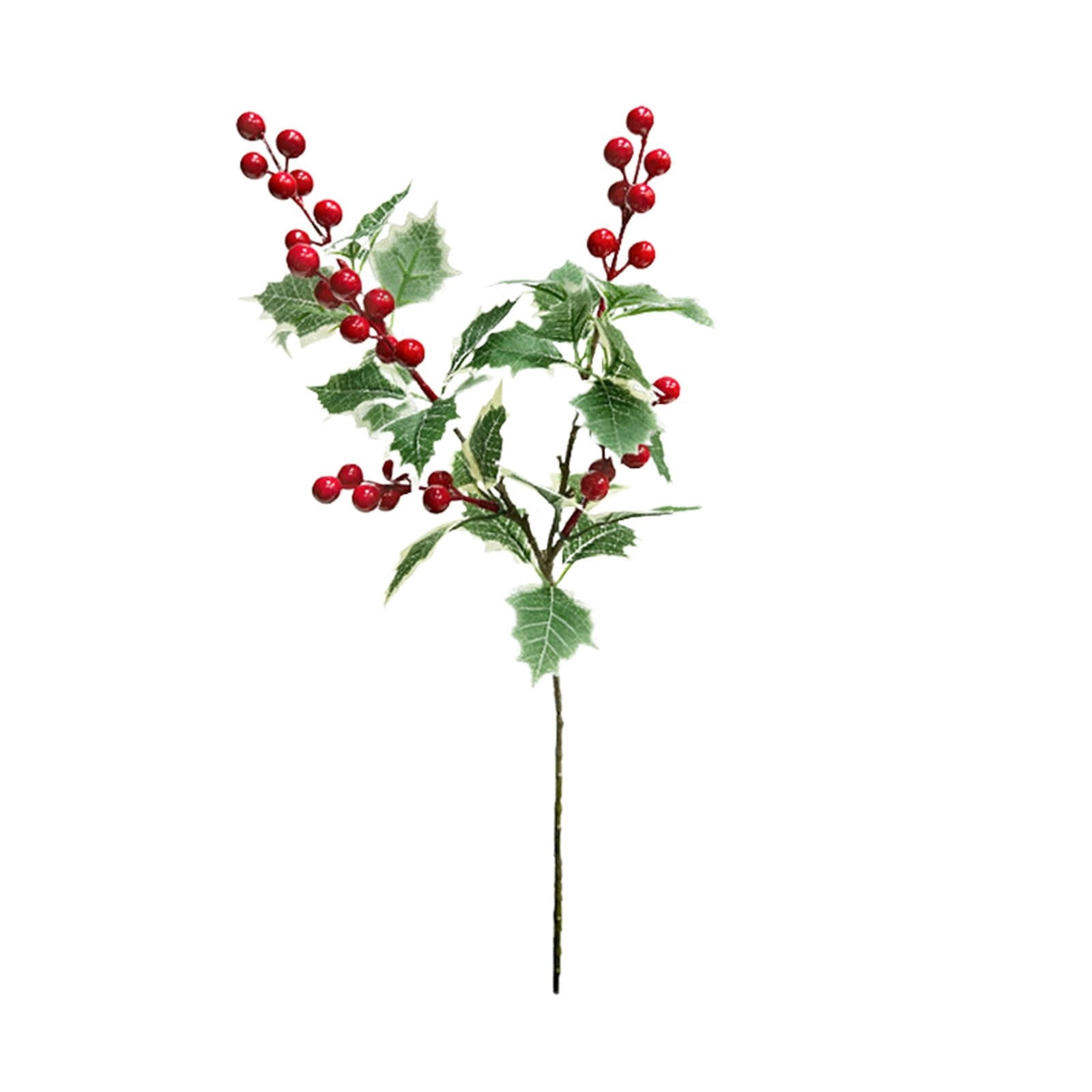 Under 5$ Mohdy Green Plant Red Berry Simulation Flower Two Forks A ...