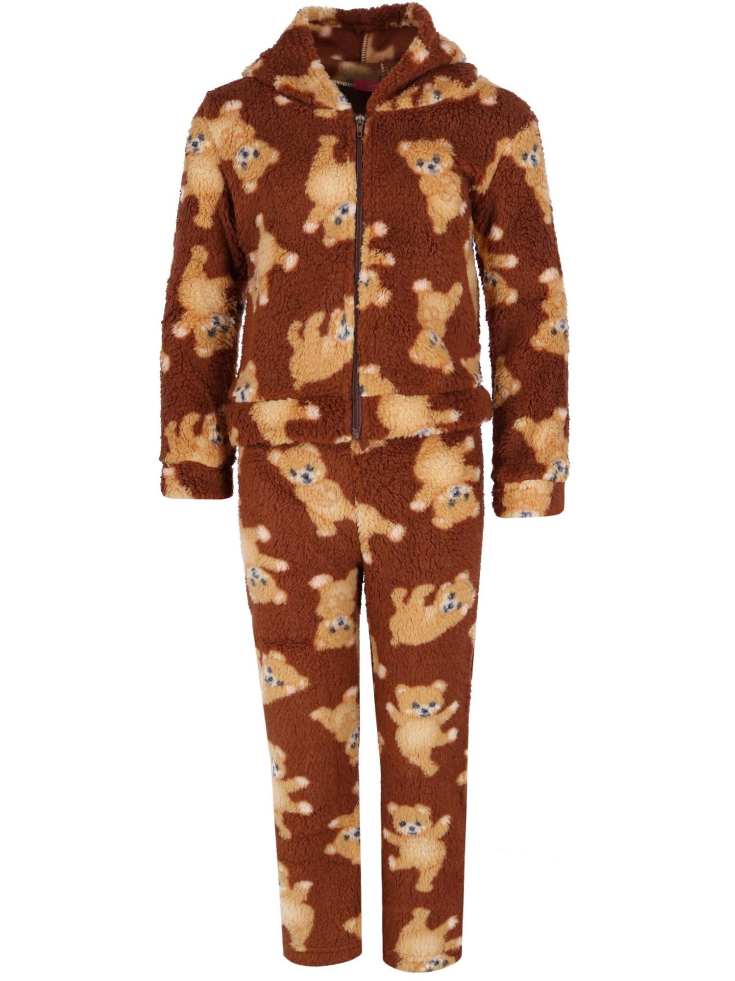 5 More Minutes Girl's Teddy Bear Sherpa Jacket and Pants PJ Set ...