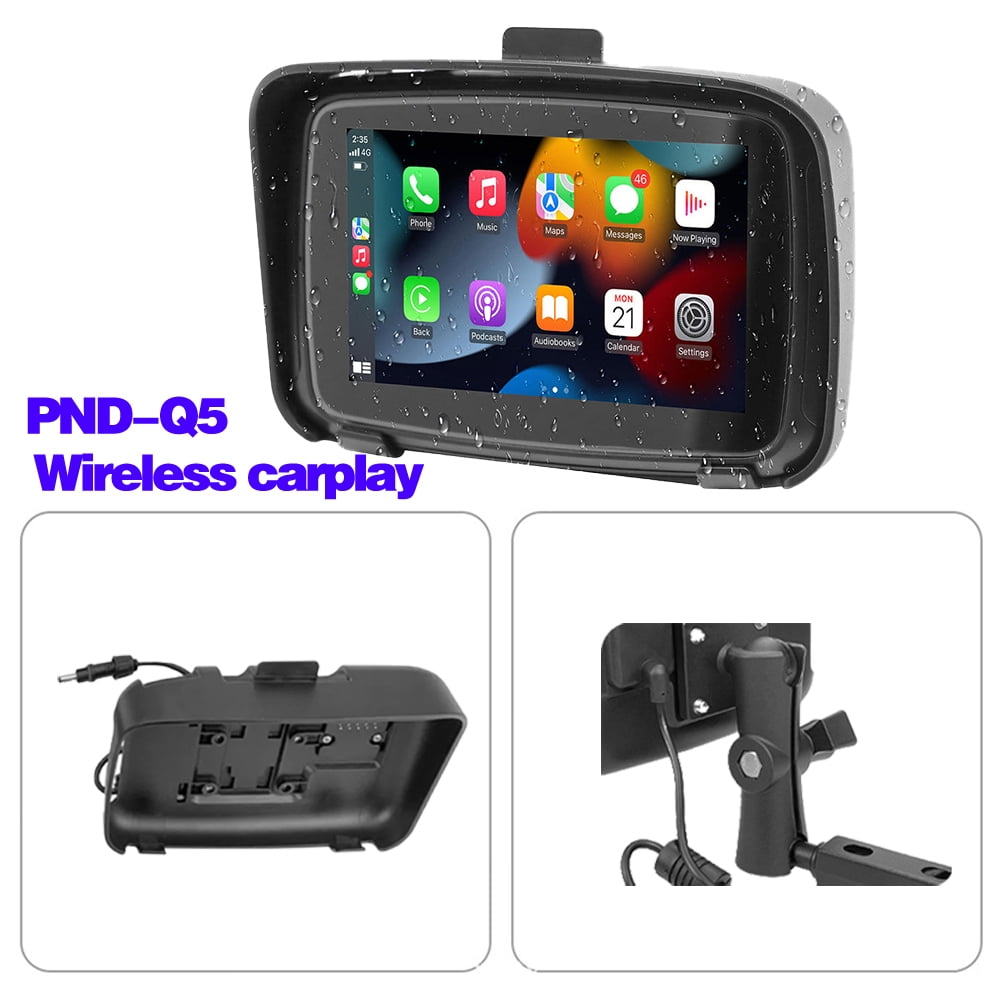 5" Motorcycle GPS Navigation Portable Wireless CarPlay Motorcycle ...