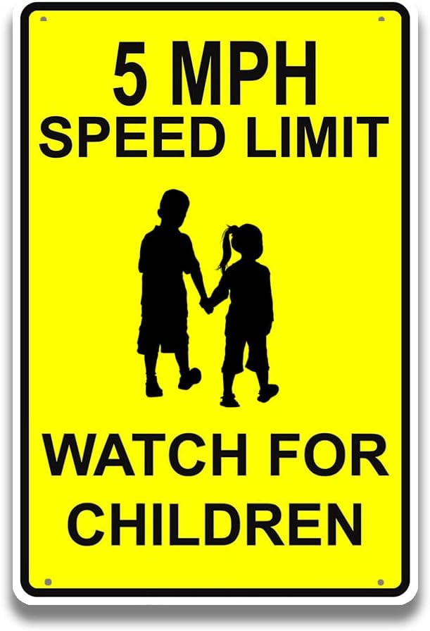 5 Mph Speed Limit Watch for Children, Speed Limit Reminder Tin Sign ...