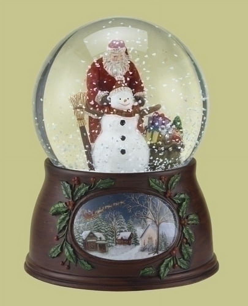 5" Musical Revolving Santa Building a Snowman Christmas Snow Globe ...