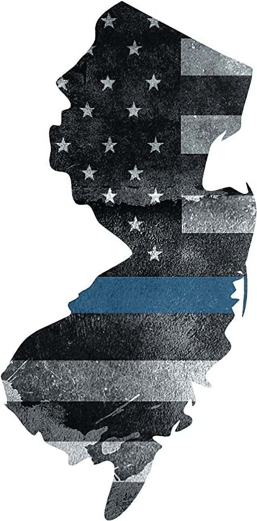5" NJ New Jersey State Thin Blue Line Tattered American Flag Police 3M ...