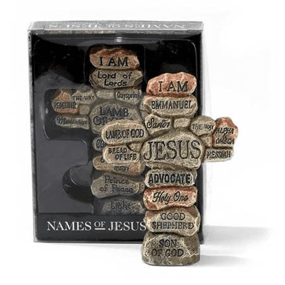 5" Names of Jesus Tabletop Rugged Stone Cross - Walmart.com