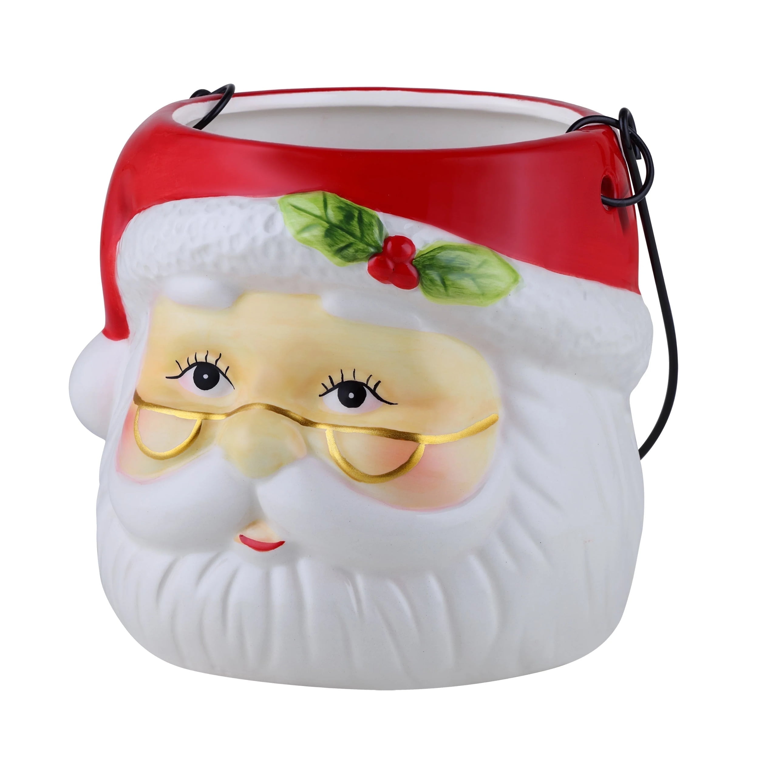 Mr. Christmas Nostalgic Ceramic Santa Claus Container, Holiday Tabletop ...