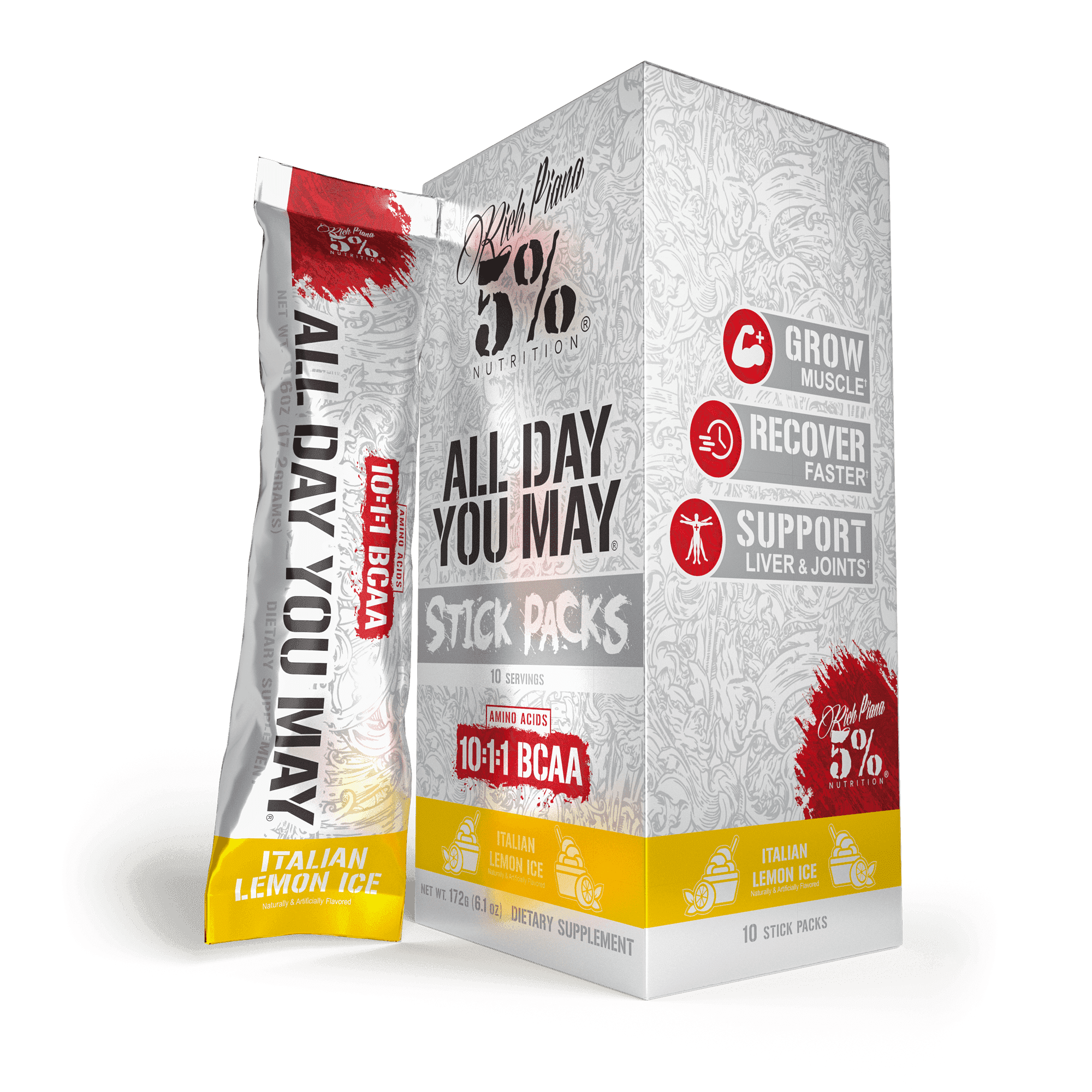 5% Nutrition Rich Piana AllDayYouMay Amino Acid Powder | 9g of Premium ...