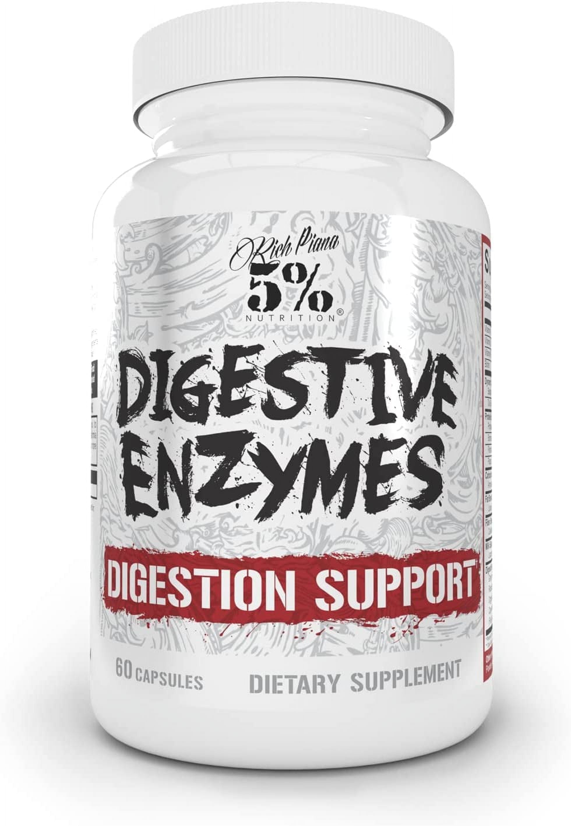 5% Nutrition Rich Piana Digestive Enzymes w/Vitamin B Complex | Enzymes ...