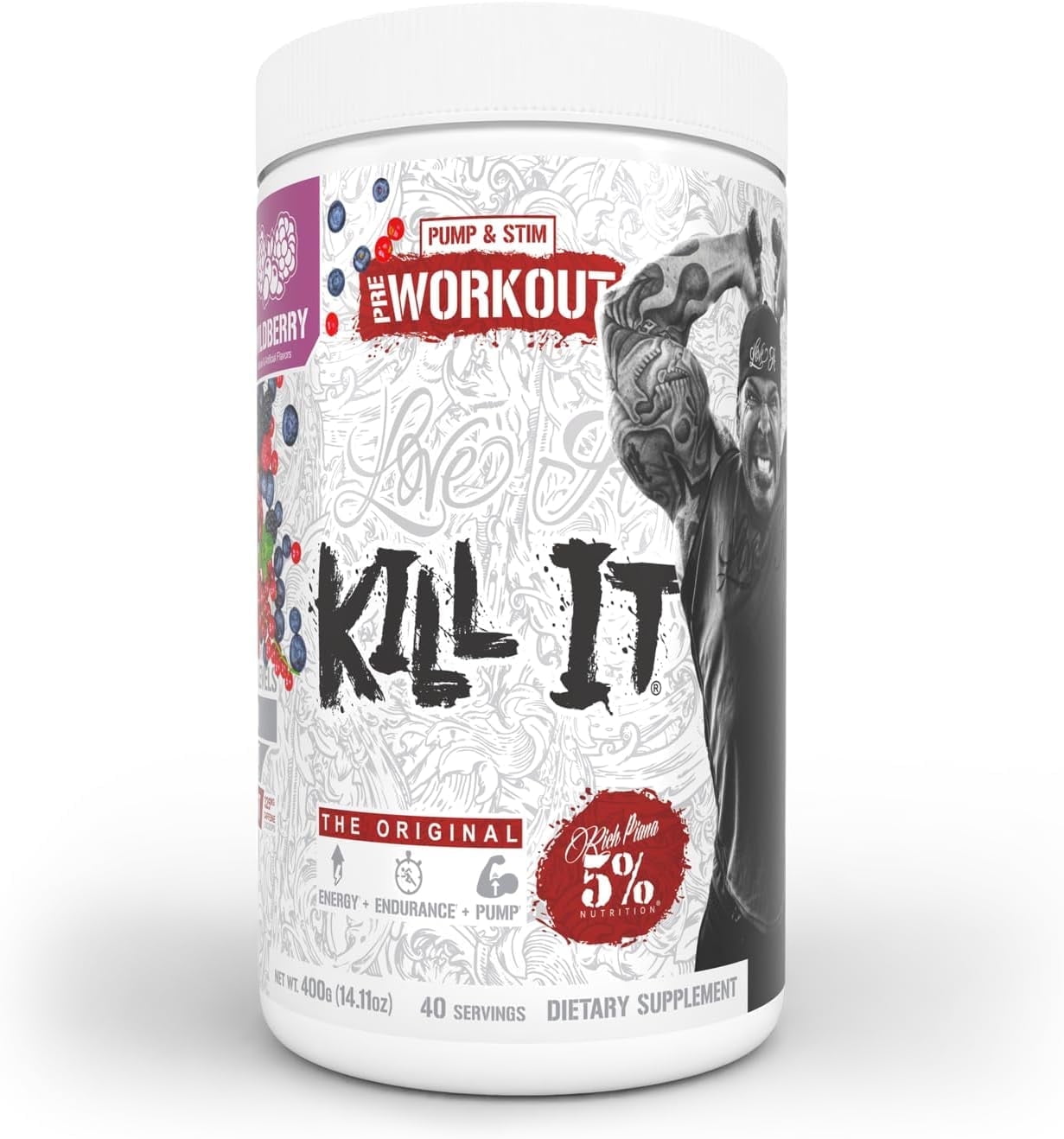 5% Nutrition Rich Piana Kill It Pre-Workout Powder Supplement with ...