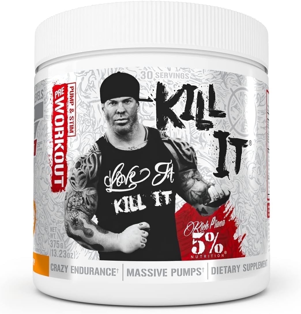 5% Nutrition Rich Piana Kill It Pre Workout Powder w/Creatine, Jitter-Free Caffeine, no-Booster ...