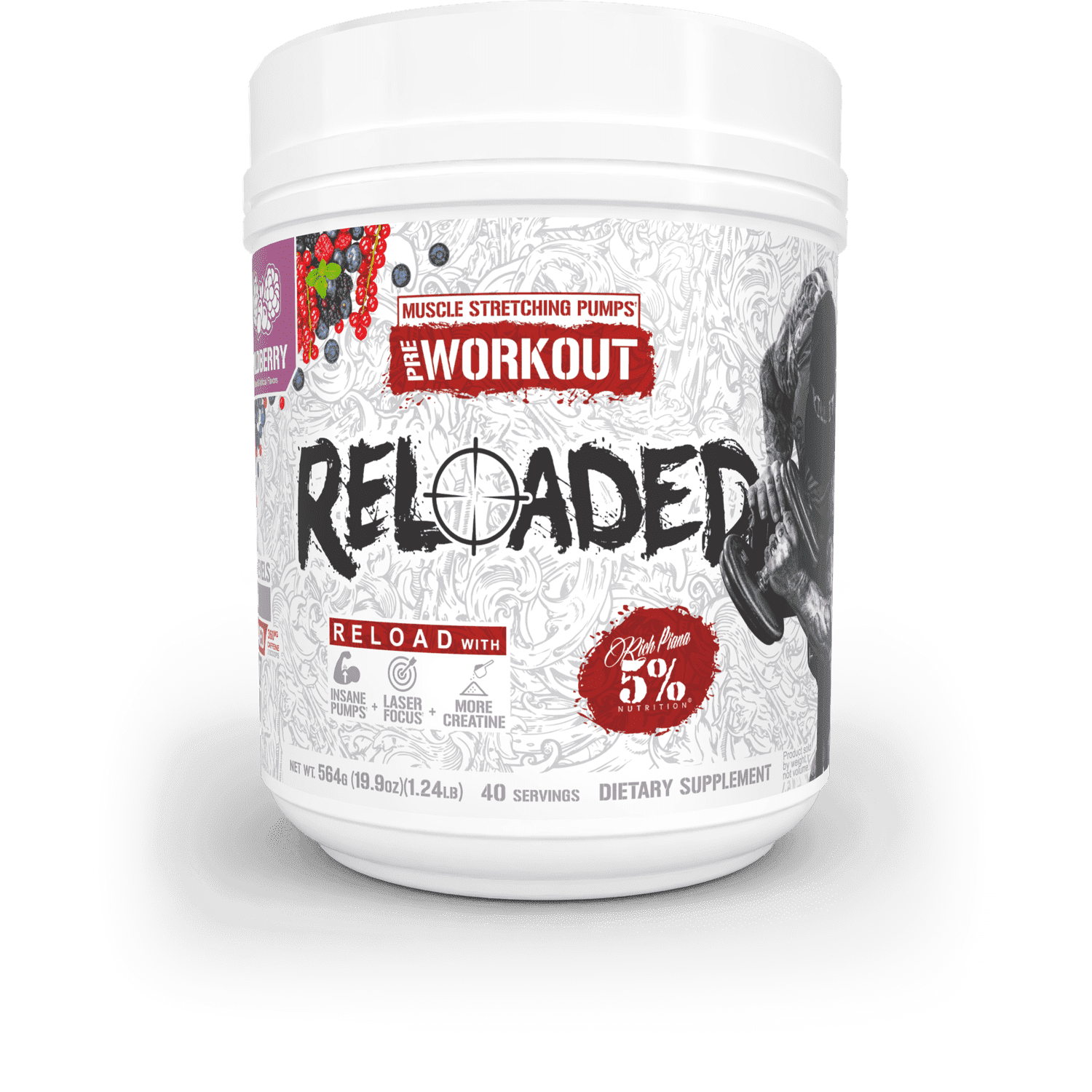 5% Nutrition Rich Piana Reloaded High Stim Pre-Workout | Ultra Energy ...